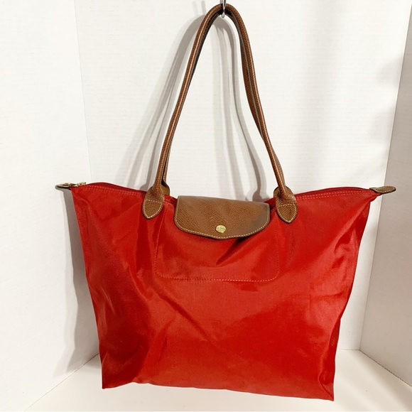 Longchamp | Bags | Longchamp Nylon Le Pliage Tote Bag With Leather Trim ...